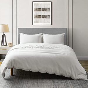 dapu linen duvet cover set - french linen cotton blend natural flax soft breathable bedding 3 pcs set - 1 duvet cover 2 pillowcases (off-white/cotton linen, king)