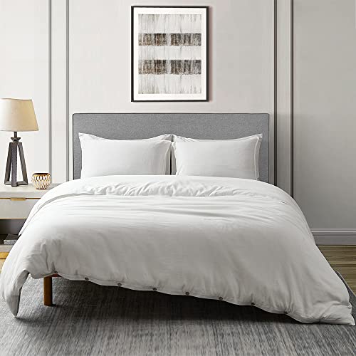 DAPU Linen Duvet Cover Set - French Linen Cotton Blend Natural Flax Soft Breathable Bedding 3 Pcs Set - 1 Duvet Cover 2 Pillowcases (Off-White/Cotton Linen, King)