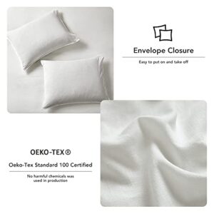 DAPU Linen Duvet Cover Set - French Linen Cotton Blend Natural Flax Soft Breathable Bedding 3 Pcs Set - 1 Duvet Cover 2 Pillowcases (Off-White/Cotton Linen, King)