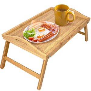 Greenco Foldable Bamboo Breakfast Table Serving Tray, Labtop Desk, Bed Table