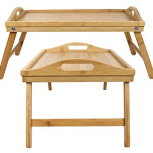 Greenco Foldable Bamboo Breakfast Table Serving Tray, Labtop Desk, Bed Table