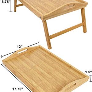 Greenco Foldable Bamboo Breakfast Table Serving Tray, Labtop Desk, Bed Table