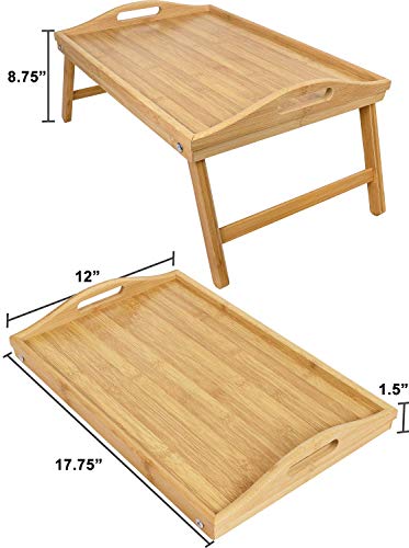 Greenco Foldable Bamboo Breakfast Table Serving Tray, Labtop Desk, Bed Table