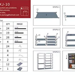 TXT&BAZ 20-Pairs Portable Boot Rack Double Row Shoe Rack Covered with Nonwoven Fabric(7-Tiers Black)