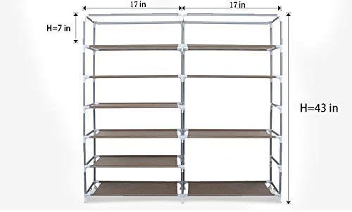 TXT&BAZ 20-Pairs Portable Boot Rack Double Row Shoe Rack Covered with Nonwoven Fabric(7-Tiers Black)