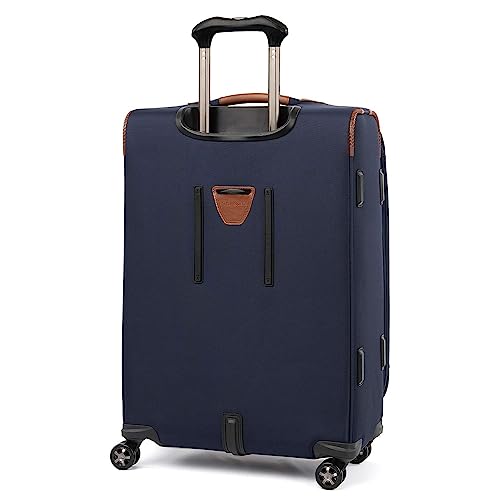 Travelpro Crew Versapack Softside Expandable 8 Spinner Wheel Luggage, USB Port, Men and Women, Patriot Blue, Checked Medium 25-Inch