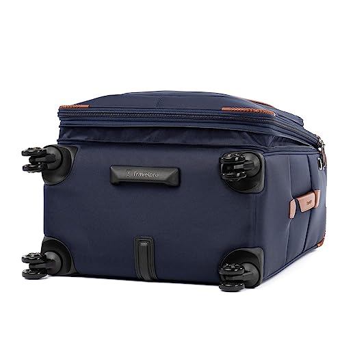 Travelpro Crew Versapack Softside Expandable 8 Spinner Wheel Luggage, USB Port, Men and Women, Patriot Blue, Checked Medium 25-Inch