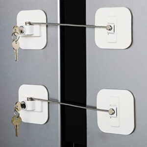 locks for refrigerator,2 pack fridge lock with keys,lock for a fridge(white refrigerator lock)