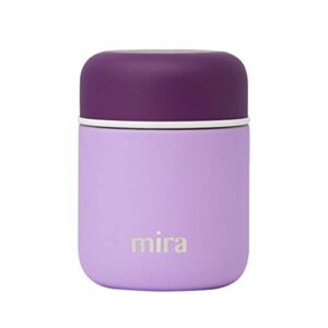 mira 9oz insulated food jar thermos for hot food & soup, compact stainless steel vacuum lunch container - lilac