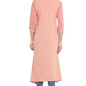 Janasya Indian Women's Tunic Tops Crepe Kurti for Women(JNE3252-KR-S) Pink