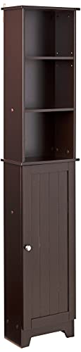 Redmon Contemporary Country Tall Floor Shelf with Lower Cabinet, Large, Espresso