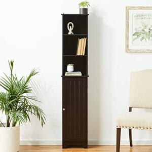 Redmon Contemporary Country Tall Floor Shelf with Lower Cabinet, Large, Espresso