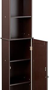 Redmon Contemporary Country Tall Floor Shelf with Lower Cabinet, Large, Espresso