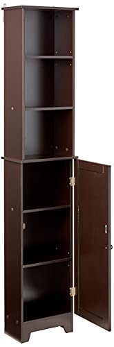 Redmon Contemporary Country Tall Floor Shelf with Lower Cabinet, Large, Espresso