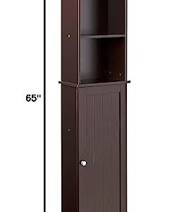 Redmon Contemporary Country Tall Floor Shelf with Lower Cabinet, Large, Espresso