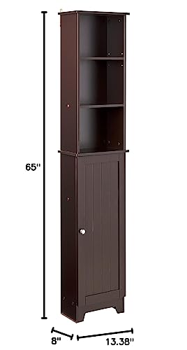 Redmon Contemporary Country Tall Floor Shelf with Lower Cabinet, Large, Espresso