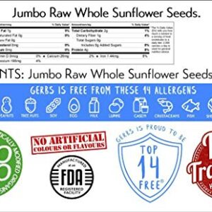 GERBS Jumbo Raw Whole Sunflower Seeds, 32 ounce Bag, Unsalted, Top 14 Food Allergen Free, Non GMO, Vegan, Keto, Paleo Friendly