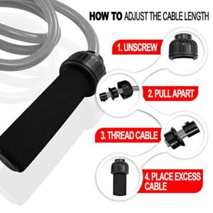 Weighted Jump Rope - (1LB) Solid PVC for Crossfit and Boxing - Heavy Jump Rope with Memory Non-Slip Cushioned Foam Grip Handles for Fitness Workouts Endurance and Strength Training