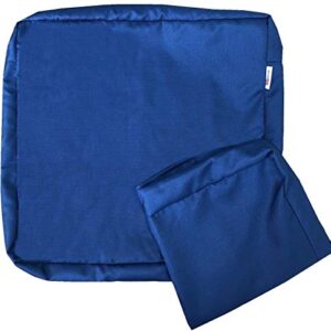 QQbed 2 Pack Outdoor Patio Chair Water-Resistant Cushion Pillow Seat Covers in Navy Blue Color 20"X18"X4" - Replacement Covers Only