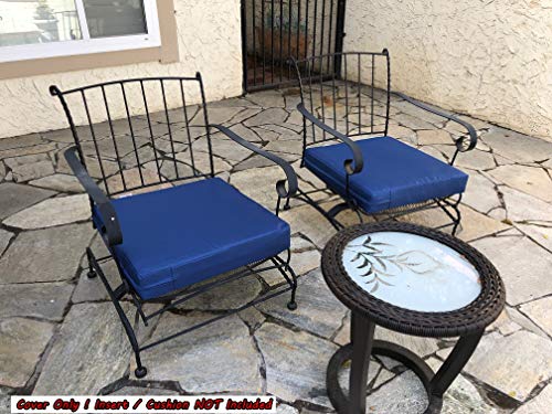 QQbed 2 Pack Outdoor Patio Chair Water-Resistant Cushion Pillow Seat Covers in Navy Blue Color 20"X18"X4" - Replacement Covers Only