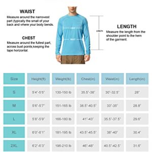 BALEAF Men's Long Sleeve Swim Shirts Rash Guard UV Sun Protection SPF T-Shirts UPF 50+ Quick Dry Swimming Fishing Ocean Blue Size M