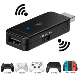 JZW-Shop Controller Adapter USB for N-Switch PS3 PC, Dongle Bluetooth Compatible with PS5/ PS3/ PS4/ Xbox 360/ Xbox One X/Wii U Pro/Windows PC/Switch Pro Controller Converter Adapter