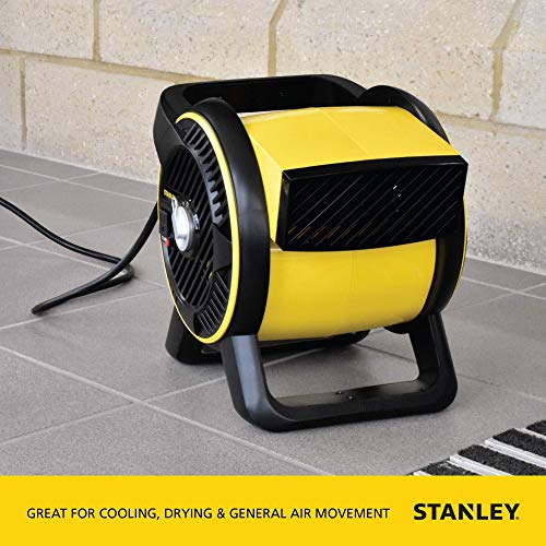 STANLEY High Velocity Pivoting Head Blower Fan – Utility Air Mover for Drying or Ventilating Home or Construction Site. Daisy chain compatible (ST-310A-120)