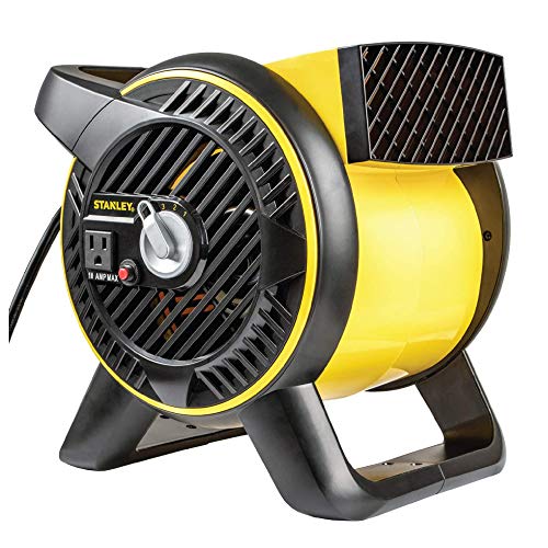 STANLEY High Velocity Pivoting Head Blower Fan – Utility Air Mover for Drying or Ventilating Home or Construction Site. Daisy chain compatible (ST-310A-120)