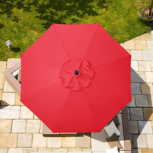 ABCCANOPY 9ft Outdoor Umbrella Replacement Top Suit 8 Ribs (Red)