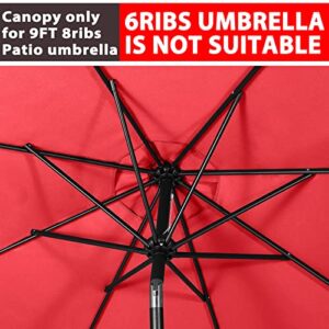 ABCCANOPY 9ft Outdoor Umbrella Replacement Top Suit 8 Ribs (Red)