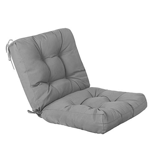 QILLOWAY Outdoor Seat/Back Chair Cushion Tufted Pillow, Spring/Summer Seasonal All Weather Replacement Cushions. (Grey)