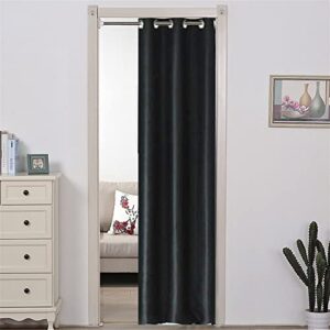 WPKIRA Grommet Top Blackout Black Solid Doorway, Room Darkening Thermal Insulated Curtain Drape for Doors Windows 1 Panel W39 x L78 inch