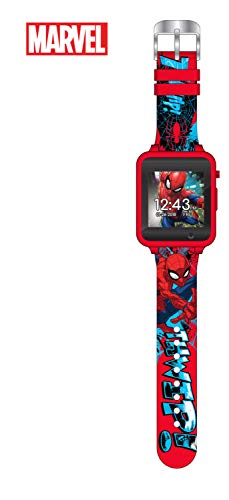 Accutime Kids Marvel Spider-Man Red Educational Touchscreen Smart Watch Toy for Boys, Girls, Toddlers - Selfie Cam, Learning Games, Alarm, Calculator, Pedometer, and More (Model: SPD4588AZ)