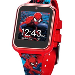 Accutime Kids Marvel Spider-Man Red Educational Touchscreen Smart Watch Toy for Boys, Girls, Toddlers - Selfie Cam, Learning Games, Alarm, Calculator, Pedometer, and More (Model: SPD4588AZ)