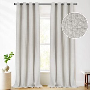 rhf primitive linen blackout curtains 84 inches long, black out curtains 84 inch long 2 panels burg, 100% blackout curtains for bedroom/living room, grommet curtains-(50x84, greyish beige)