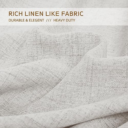 RHF Primitive Linen Blackout Curtains 84 Inches Long, Black Out Curtains 84 Inch Long 2 Panels Burg, 100% Blackout Curtains for Bedroom/Living Room, Grommet Curtains-(50x84, Greyish Beige)