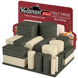 felt furniture pads -321 pcs furniture pads hardwoods floors self adhesive, cuttable felt chair pads , anti scratch floor protectors for furniture feet chair legs, furniture felt pads , black & beige