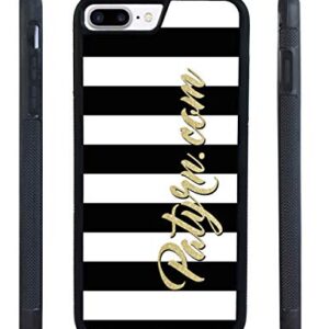 Pink and White Bars Flamingo Personalized Apple iPhone Black Rubber Phone Case Compatible with iPhone 14 Pro Max, Pro, Max, iPhone 13 Pro Max Mini, 12 Pro Max Mini, 11 Pro Max X XS Max XR 8 7 Plus