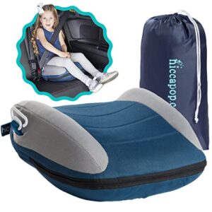 hiccapop uberboost inflatable booster car seat | travel booster car seat | narrow backless booster car seat for travel | portable booster seat for toddlers, kids, child (navy/gray)