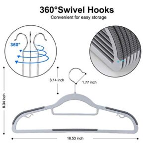 Plastic Hangers 50 Pack Heavy Duty Dry Wet Clothes Hangers with Non-Slip Pads Space Saving 0.2" Thickness Super Lightweight Organizer