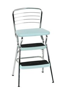 cosco 11140tea1e stylaire chair and step stool, 17.72"d x 17.52"w x 33.86"h, teal