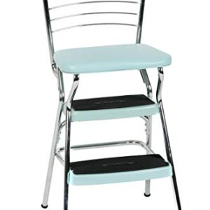 COSCO 11140TEA1E Stylaire Chair and Step Stool, 17.72"D x 17.52"W x 33.86"H, Teal