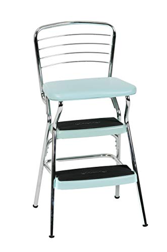 COSCO 11140TEA1E Stylaire Chair and Step Stool, 17.72"D x 17.52"W x 33.86"H, Teal