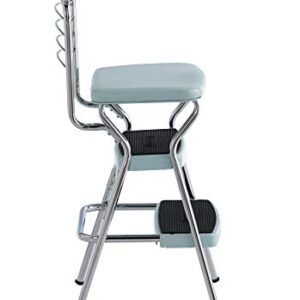 COSCO 11140TEA1E Stylaire Chair and Step Stool, 17.72"D x 17.52"W x 33.86"H, Teal