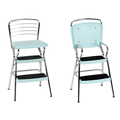 COSCO 11140TEA1E Stylaire Chair and Step Stool, 17.72"D x 17.52"W x 33.86"H, Teal