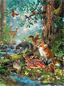 mondart paint by numbers kits diy oil painting home decor wall value gift - animals in the forest 16x20 inch (no frame)