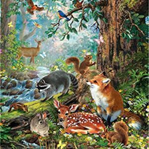 MONDART Paint by Numbers Kits DIY Oil Painting Home Decor Wall Value Gift - Animals in The Forest 16X20 Inch (No Frame)