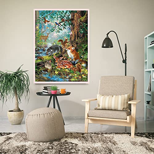 MONDART Paint by Numbers Kits DIY Oil Painting Home Decor Wall Value Gift - Animals in The Forest 16X20 Inch (No Frame)