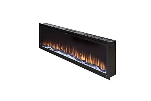 Touchstone Sideline Elite Smart 60” WiFi-Enabled Electric Fireplace - in-Wall Recessed - 60 Color Combinations - 1500/750 Watt Heater (68-88°F Thermostat) - Black - Log, Crystals & Driftwood - 80037