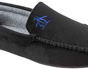 Original Penguin Mens Slippers, Microsuede Venetian Moccasin Slipper, Black Plaid, Men's Size 8